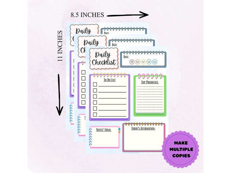 Daily Checklist Printable -- Productivity Tracker (digital Download ...