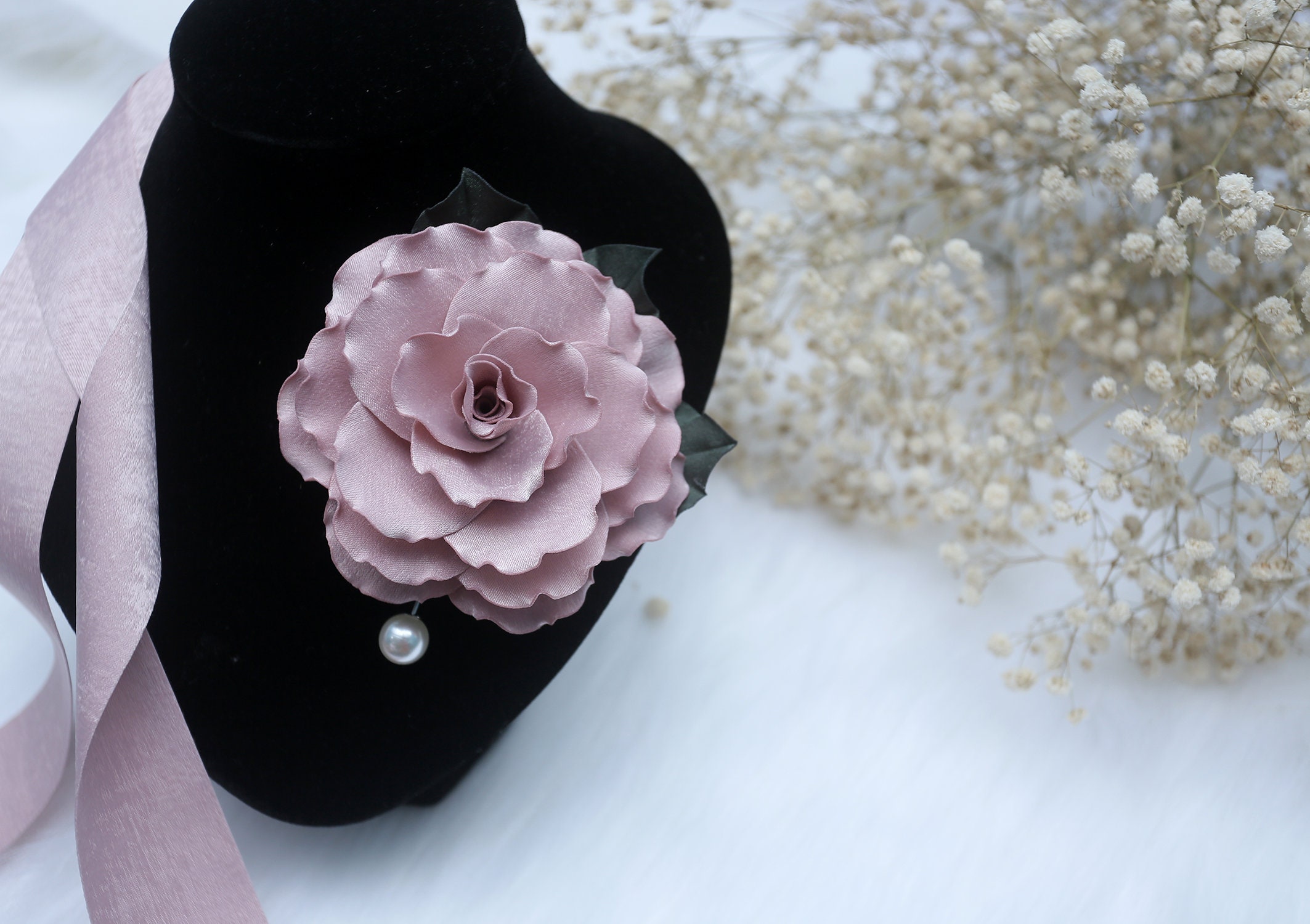 Purple-pink Brocade Rose Brooch Pin Fabric Flower Pin Brooch - Etsy