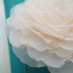 BIG SIZE 6inc Light - Cream Chiffon Fabric Rose Pin Brooch, Handmade ...