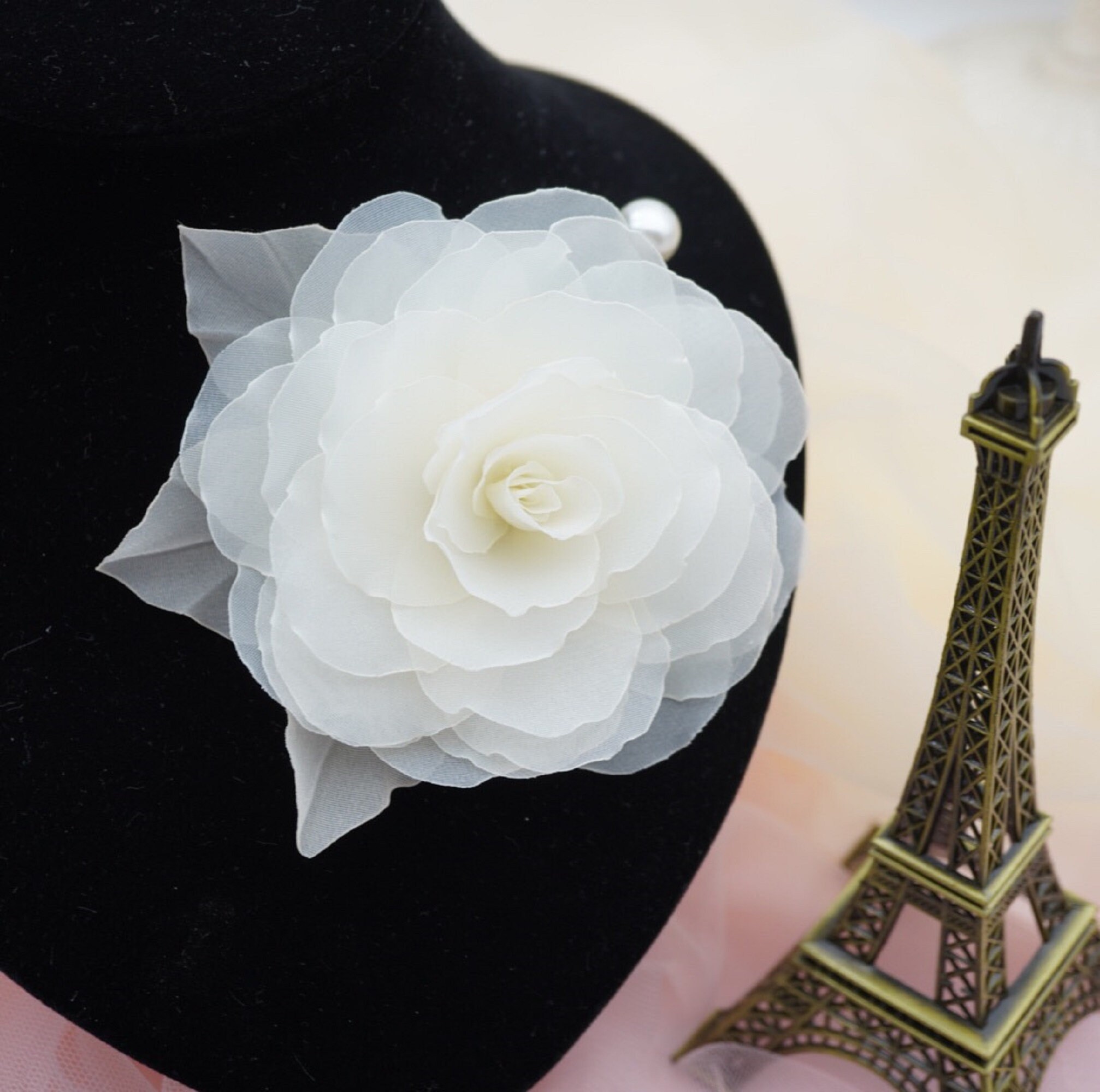 CREAM WHITE Chiffon Fabric Rose Pin Brooch Handmade Brooch - Etsy