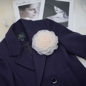 BIG SIZE 6inc Light - Cream Chiffon Fabric Rose Pin Brooch, Handmade ...