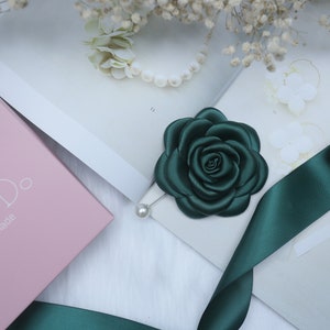 Green Silk Rose Flower Pin Brooch Handmade Fabric Brooch Pin | Etsy