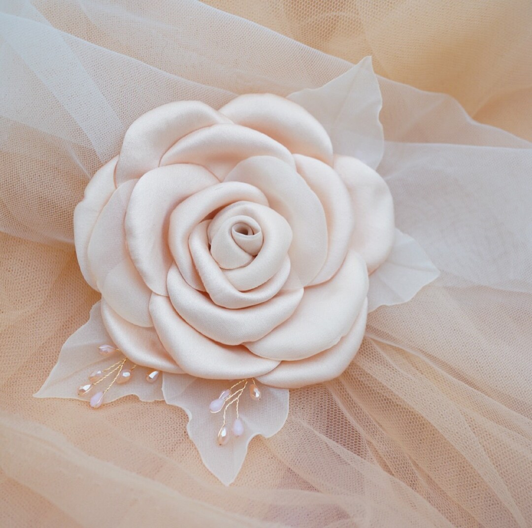 CREAMY SILK Chiffon Rose Flower Pin Brooch, Handmade Fabric Brooch Pin ...