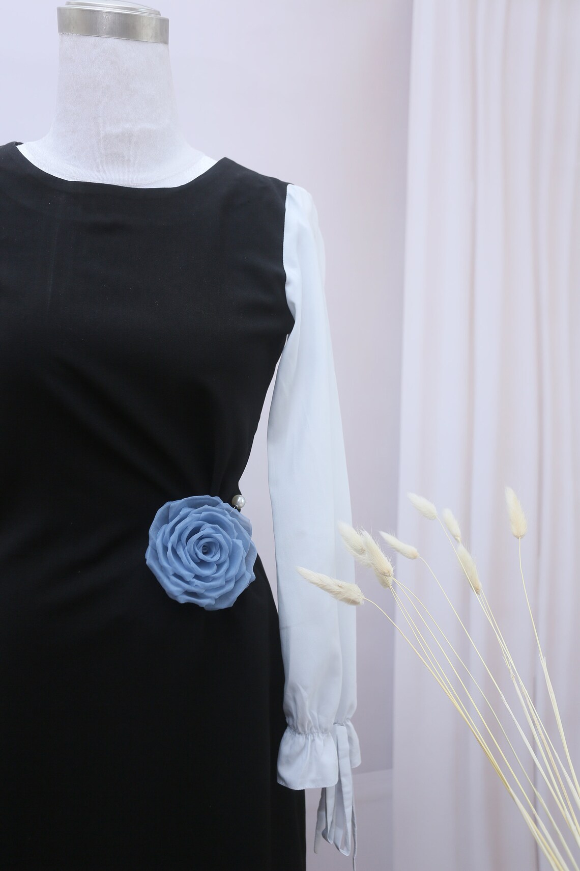 Demin BLUE CHIFFON ROSE Brooch Pin With Gift Box, Handmade Brooch Pin ...