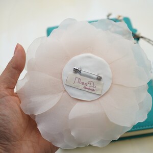 BIG SIZE 6inc Light - Cream Chiffon Fabric Rose Pin Brooch, Handmade ...