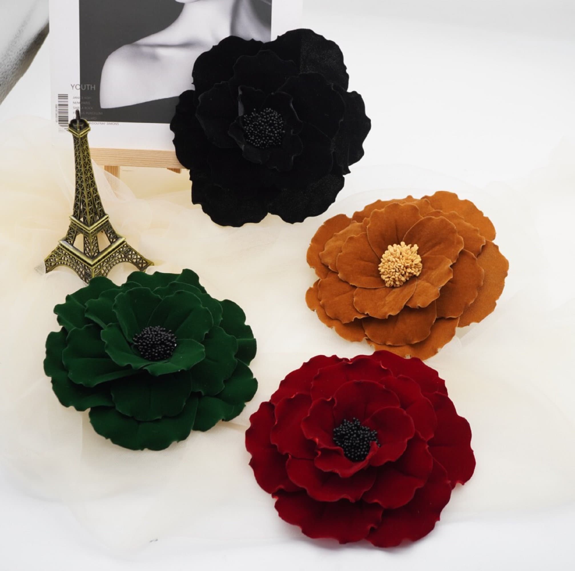 BIG SIZE 16-17cm Red Velvet Rose Pin Brooch, Handmade Flower Brooch ...