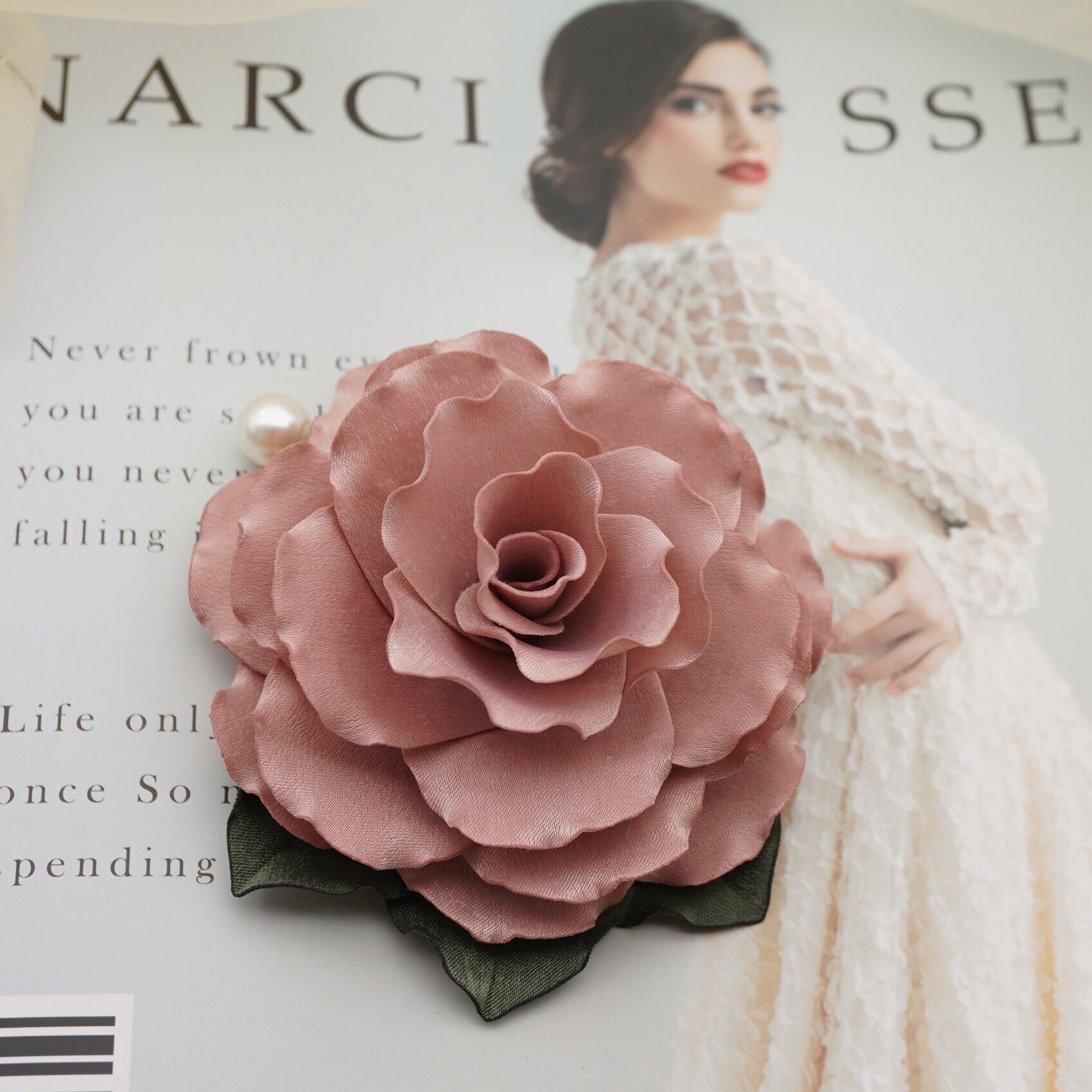 Purple-pink Brocade Rose Brooch Pin Fabric Flower Pin Brooch - Etsy