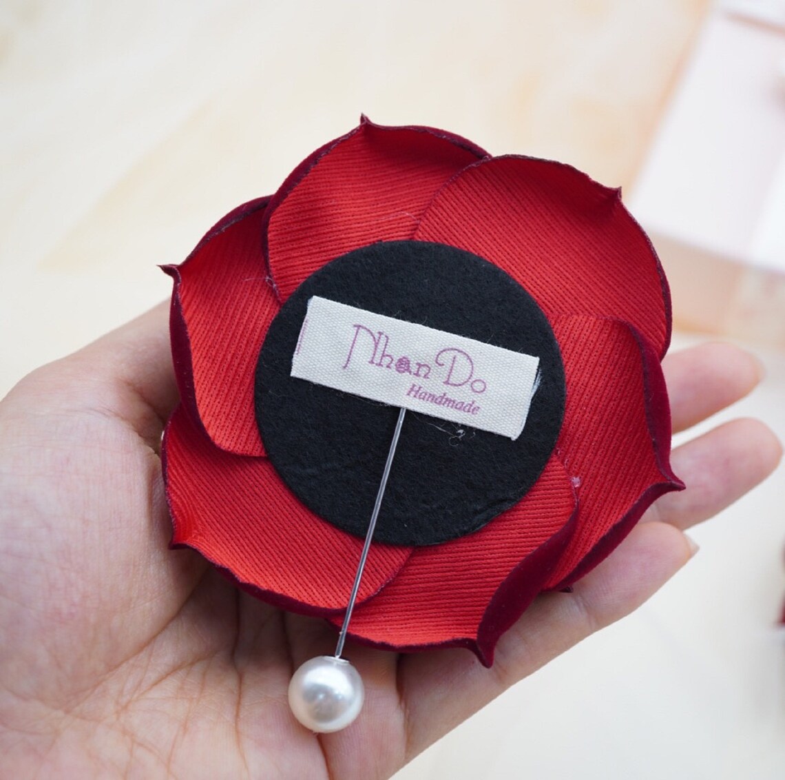 Old Red Velvet Rose Pin Brooch Handmade Flower Brooch Fabric - Etsy