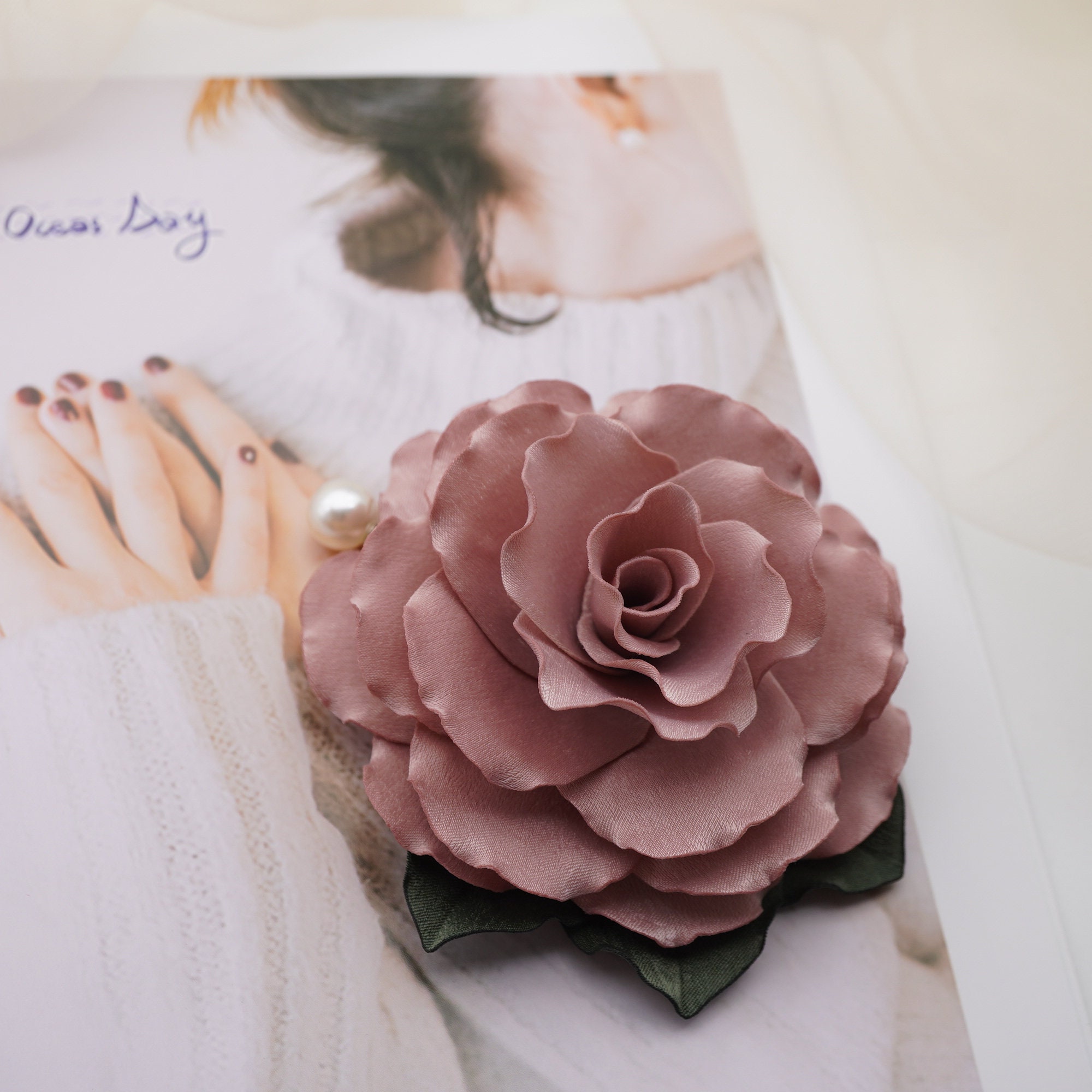 Purple-pink Brocade Rose Brooch Pin Fabric Flower Pin Brooch - Etsy