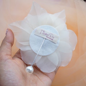 CREAM WHITE Chiffon Fabric Rose Pin Brooch, Handmade Brooch Pin, Hair ...