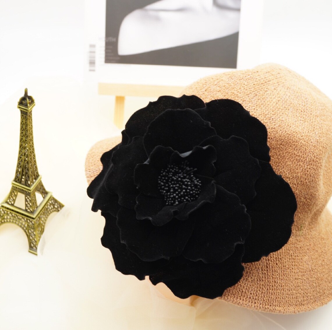 BIG SIZE 16-17cm Red Velvet Rose Pin Brooch, Handmade Flower Brooch ...