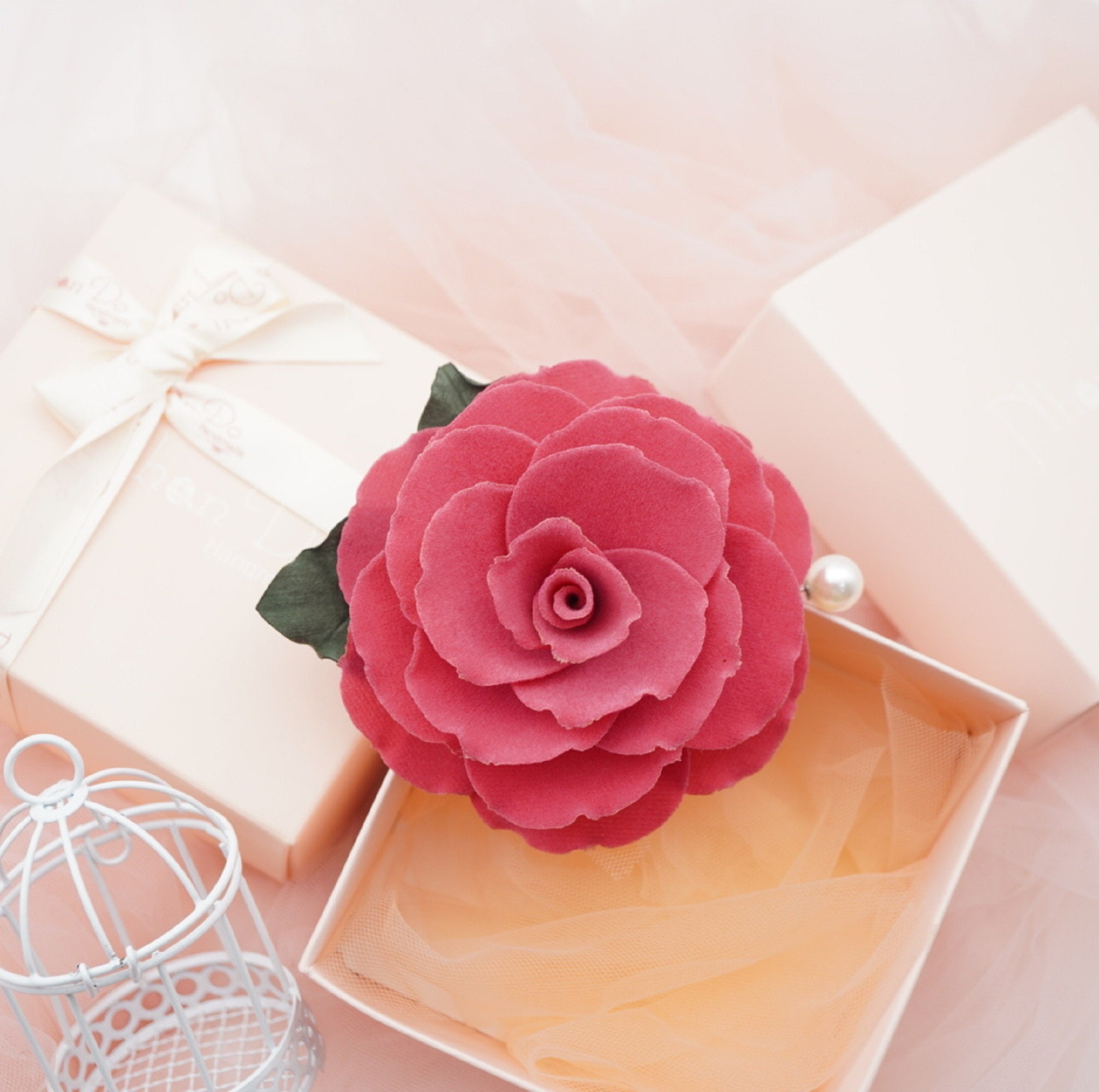 PEACH PINK VELVET Rose Pin Brooch, Handmade Flower Brooch, Fabric ...