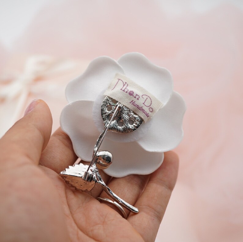 PURE-WHITE SILK Rose Flower Pin Brooch Handmade Fabric Brooch - Etsy