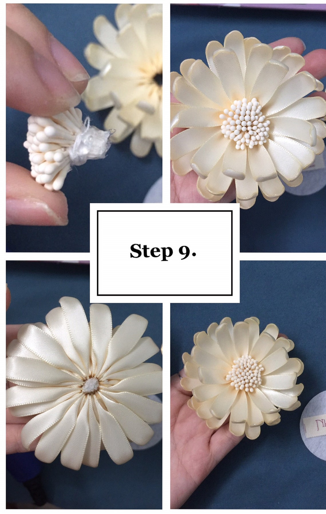 Tutorial DAISY Fabric Ribbon FLOWER Making, Without Flowermaking Tools ...