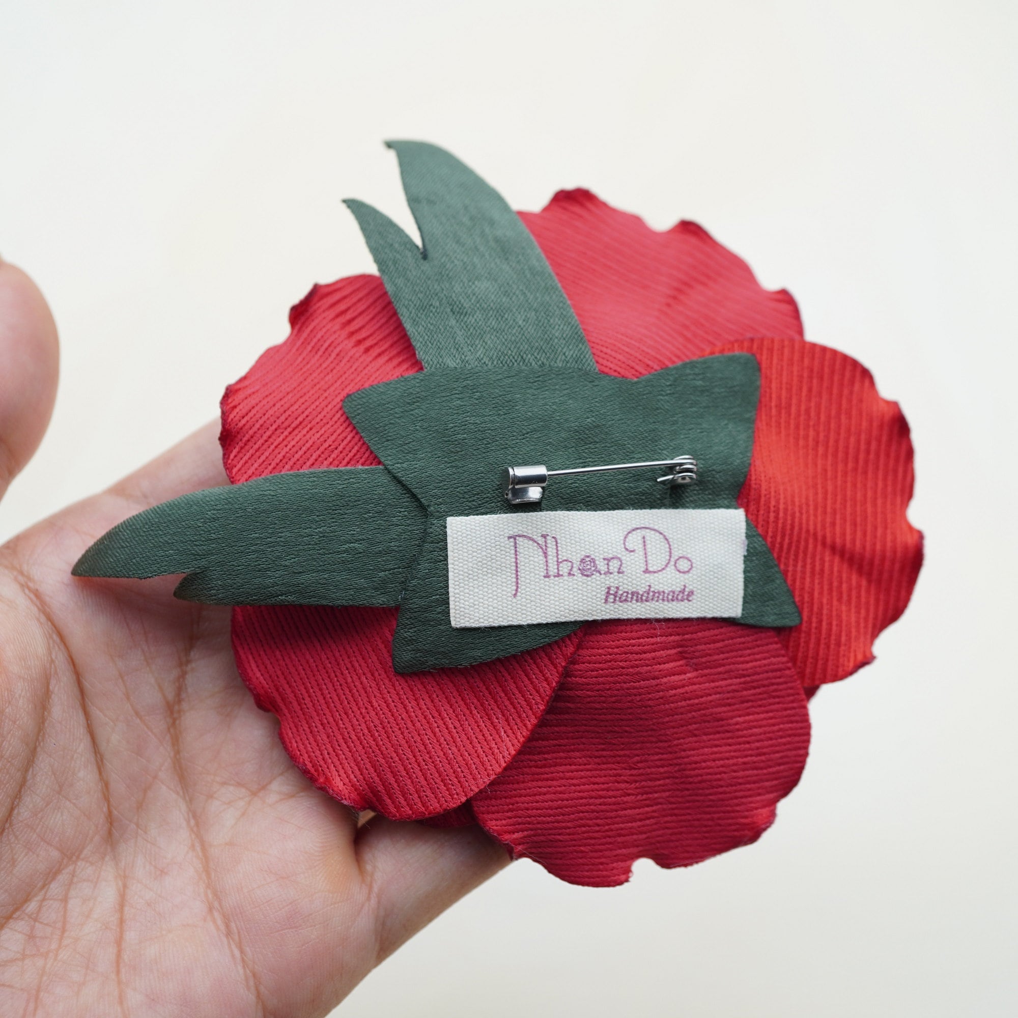 9cm Red Velvet POPPY Pin Brooch, Handmade Flower Brooch, Fabric Flower ...