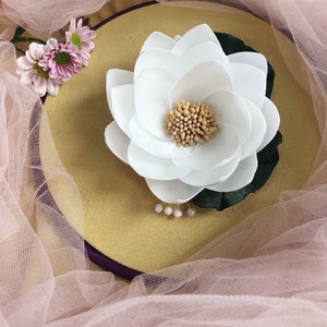 White SILK LOTUS FLOWER Pin Brooch, Handmade Fabric Brooch Pin, Silk ...
