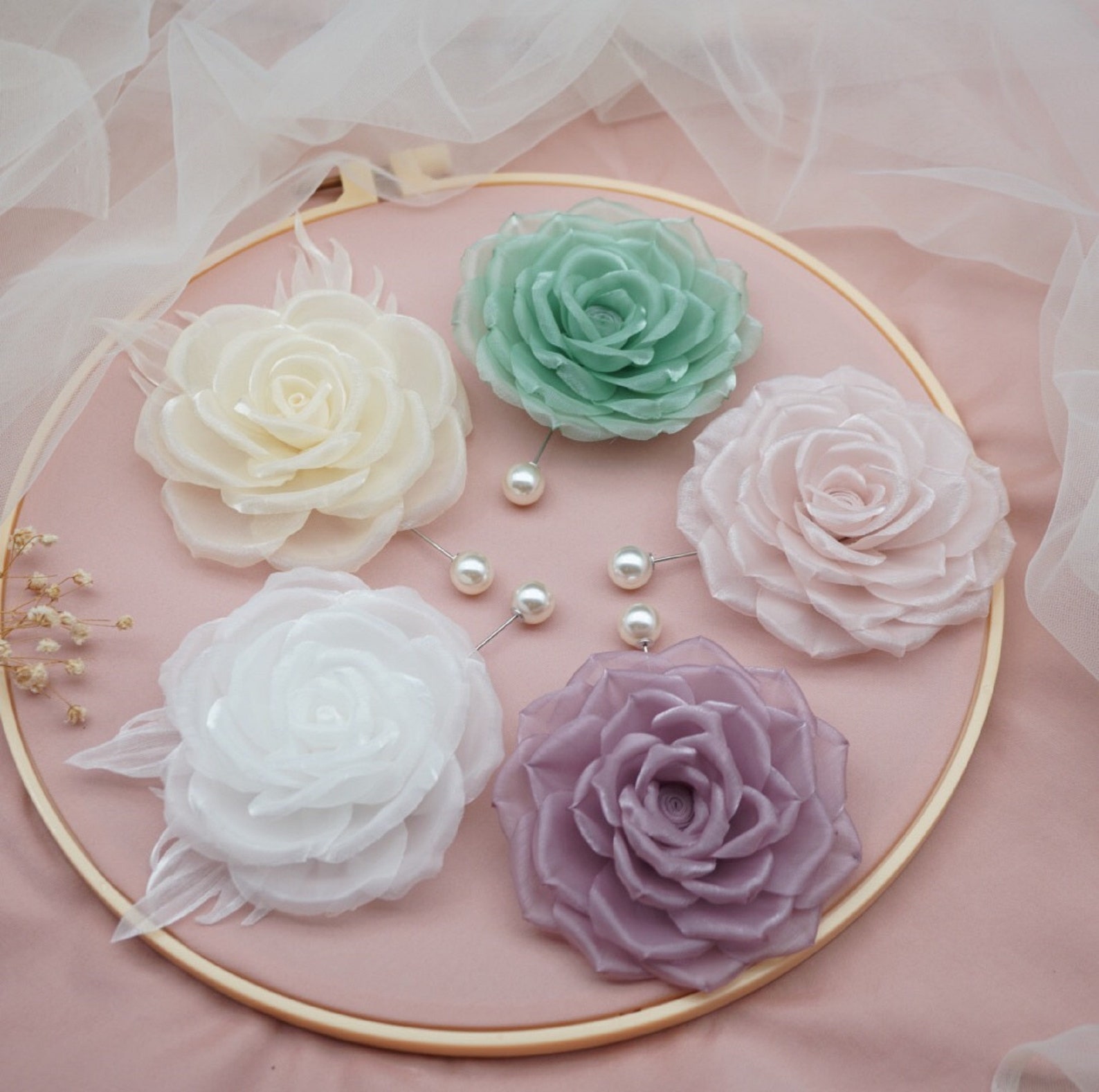 Purple Silk Rose Pin Brooch, Handmade Fabric Brooch Pin, Silk Brooch ...