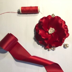 Plum Red Silk Jasmine Flower Pin Brooch, Handmade Fabric Brooch Pin ...