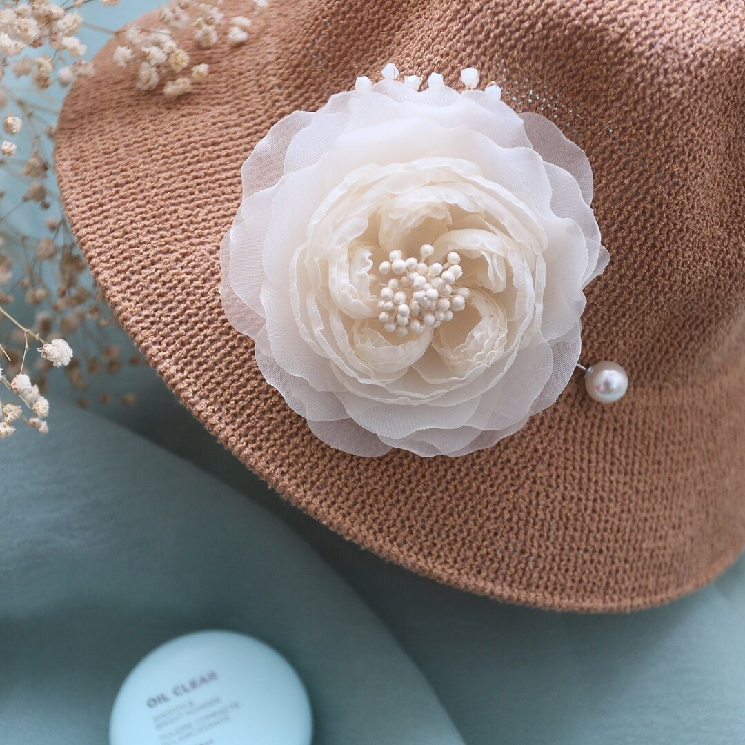 Cream Chiffon Juliet Rose Pin Brooch, Bridal, Handmade Fabric Brooch ...