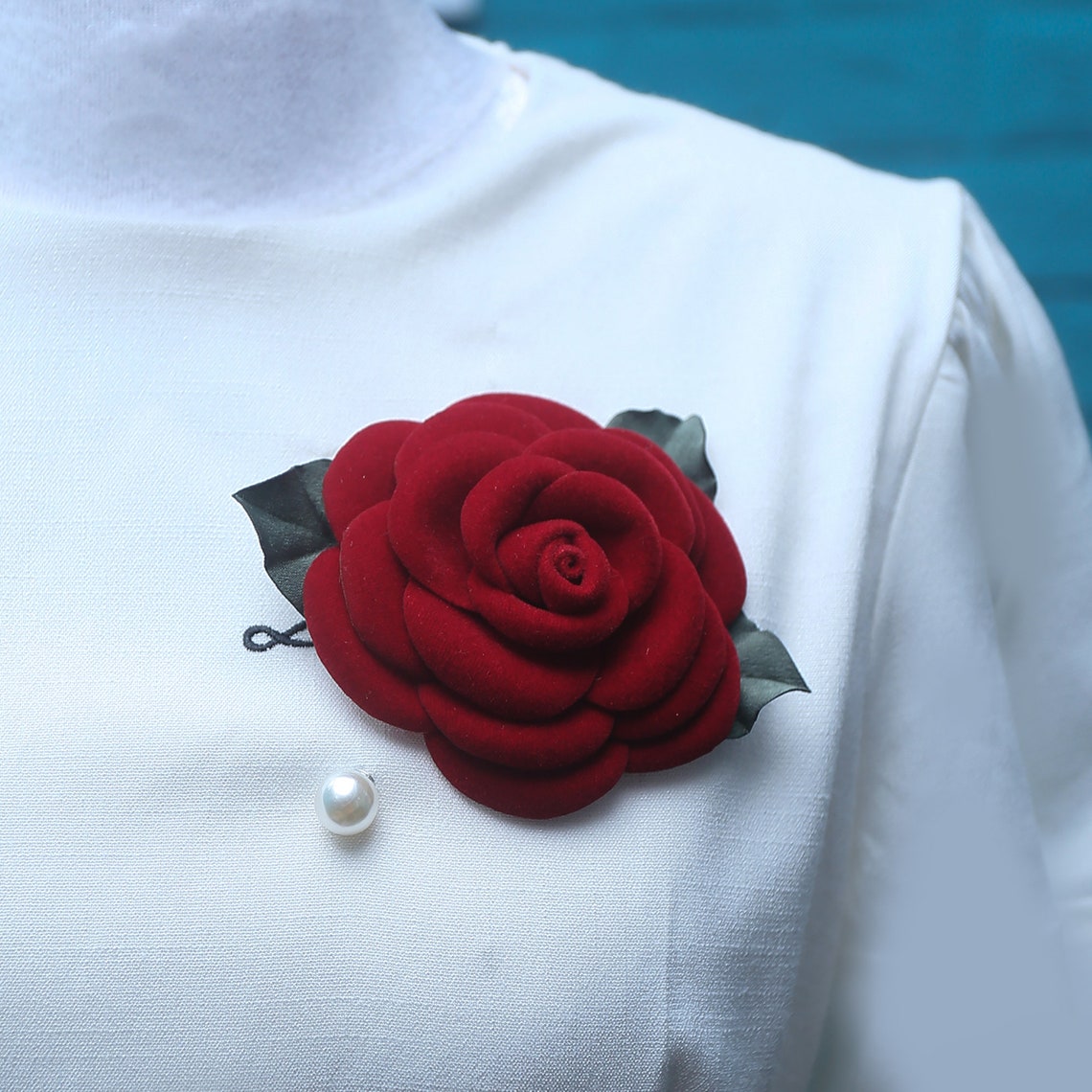 Sapa Red Velvet Rose Pin Brooch Handmade Flower Brooch - Etsy