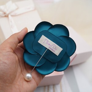 COMBO Teal SILK Rose Flower Pin Brooch, Handmade Fabric Brooch Pin ...
