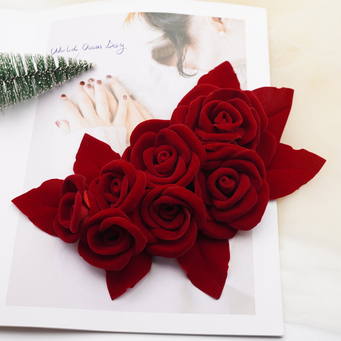 SET of Velvet Fabric Rose Flowers for Decorative Directly - Etsy