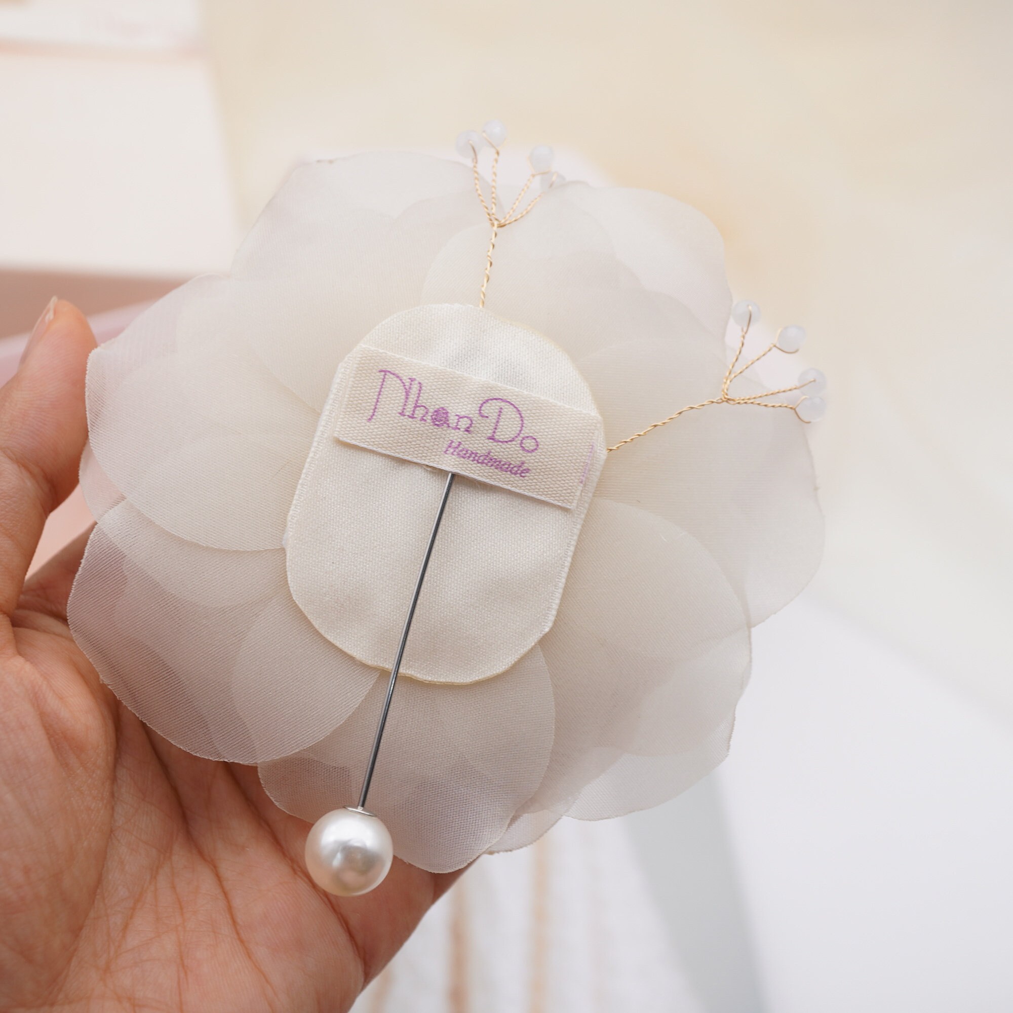 Cream Chiffon Juliet Rose Pin Brooch, Bridal, Handmade Fabric Brooch ...