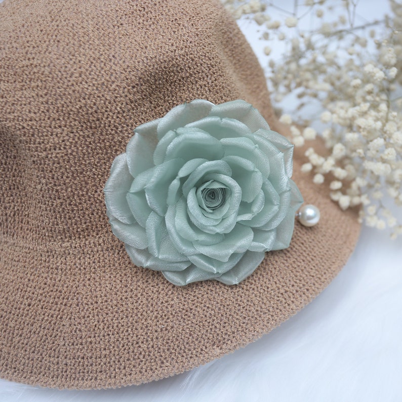 Mint Green Silk Rose Pin Brooch Handmade Fabric Brooch Pin - Etsy