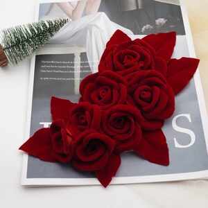 SET of Velvet Fabric Rose Flowers for Decorative Directly Attached or ...