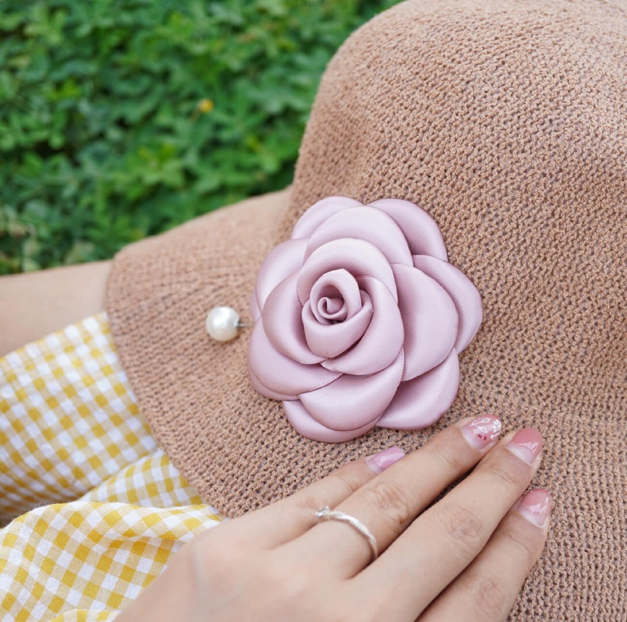 Dusty PINK SILK Rose Flower Pin Brooch, Handmade Fabric Brooch Pin ...
