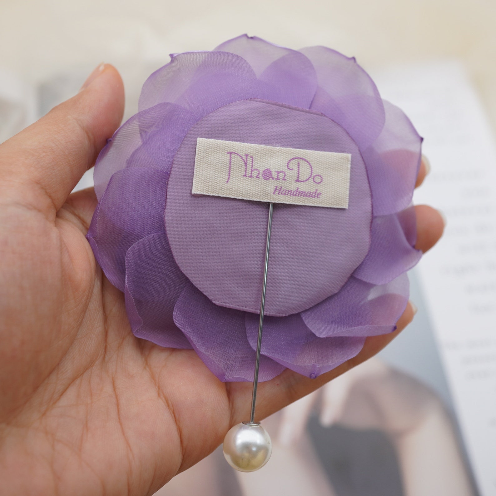 Purple Silk Rose Pin Brooch, Handmade Fabric Brooch Pin, Silk Brooch ...