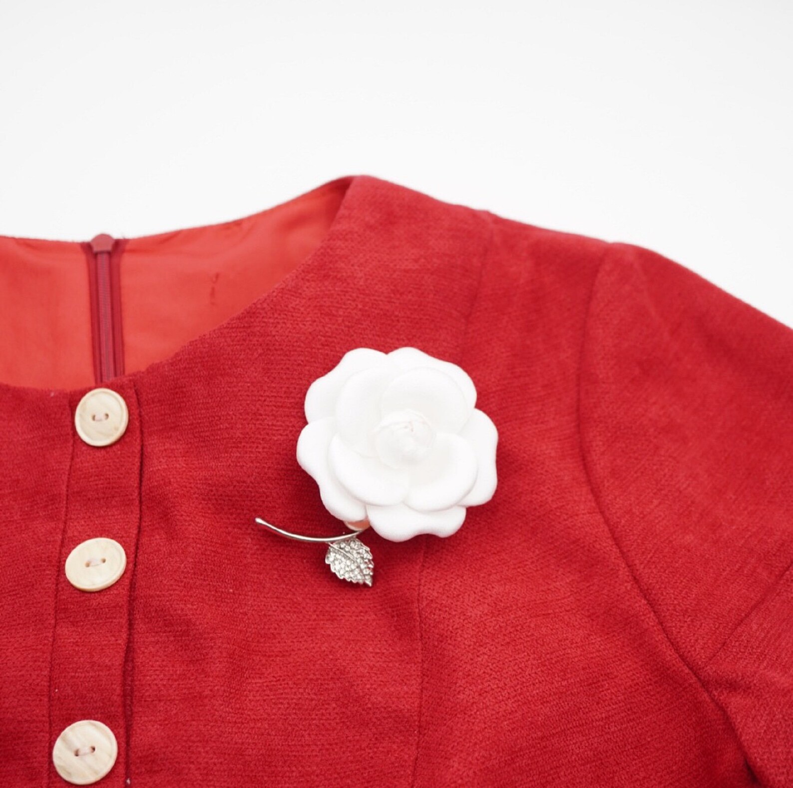 PURE-WHITE SILK Rose Flower Pin Brooch Handmade Fabric Brooch - Etsy