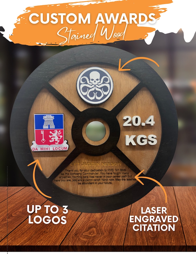 Custom Military Weight Plate Wood Plaque | Personalized Engraved Gym ...