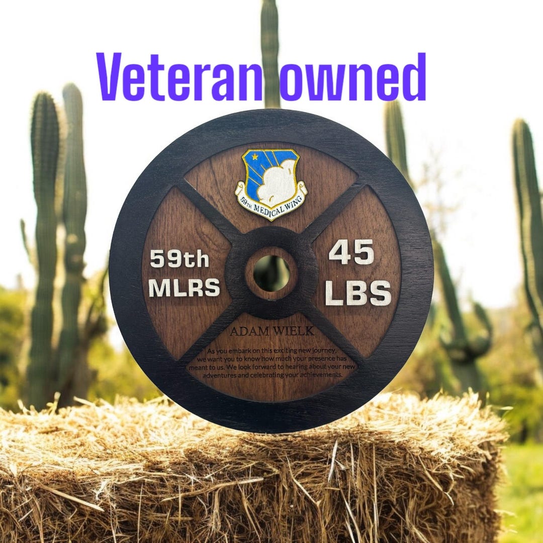 Custom Military Wood Plaque | Engraved 45lb Weight Plate Award - Etsy