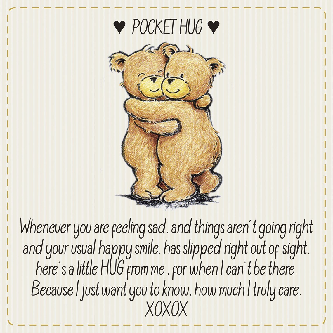 Printable POCKET HUG Cards-bears (digital Download) - Etsy UK