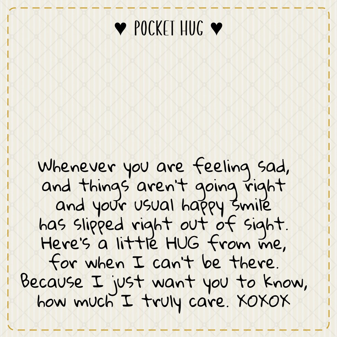 Printable POCKET HUG CARD (digital Download) - Etsy