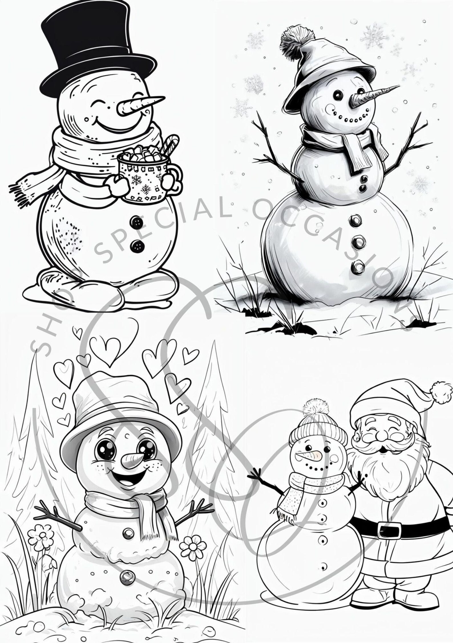 14 Page Snowman Themed Coloring Book - Digital Download - Etsy UK