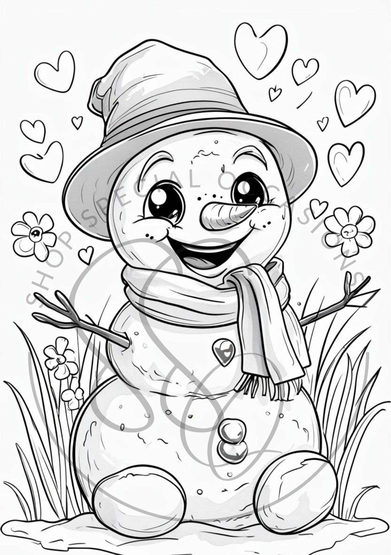 14 Page Snowman Themed Coloring Book - Digital Download - Etsy UK