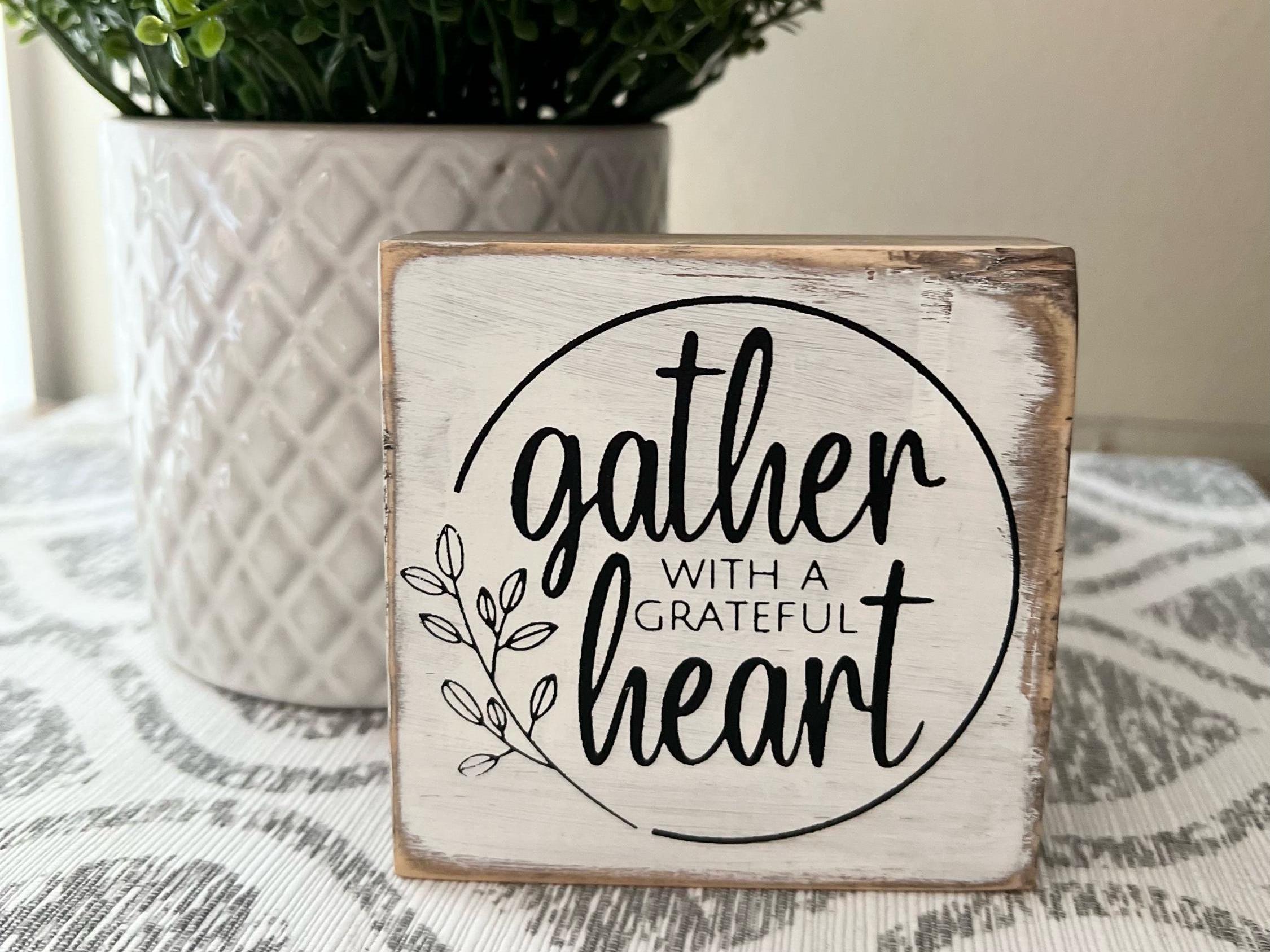 Gather and Be Grateful, Wooden Bible Verse, Bible Verse Small Sign ...