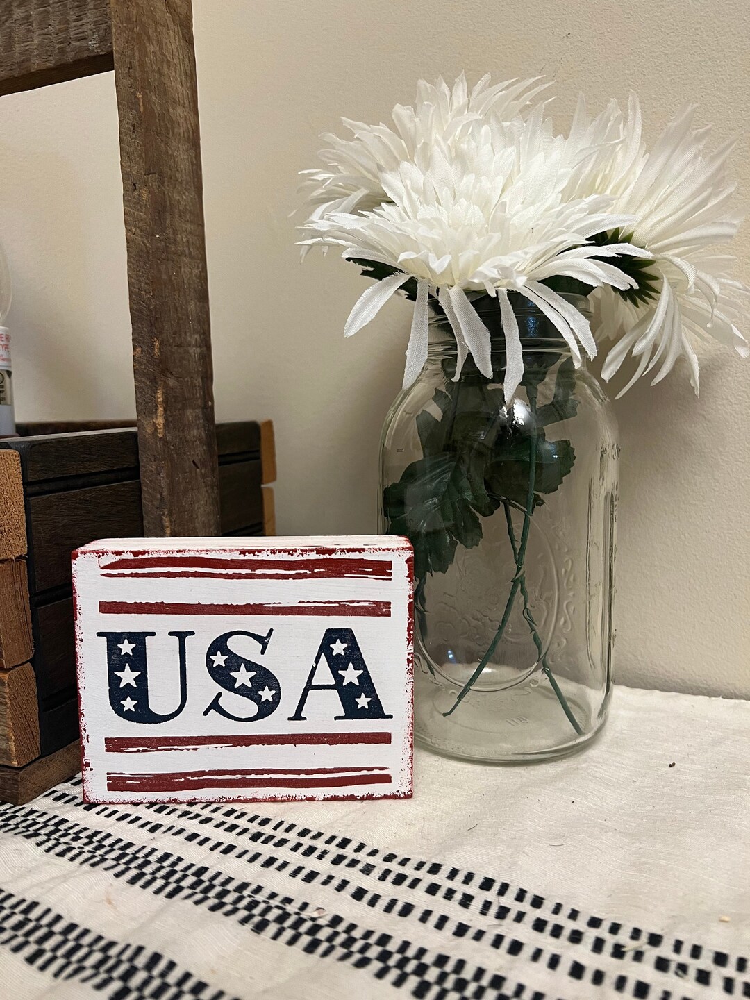 USA Decor, Land of the Free, July 4th Decoration, Primitive Tiered Tray ...