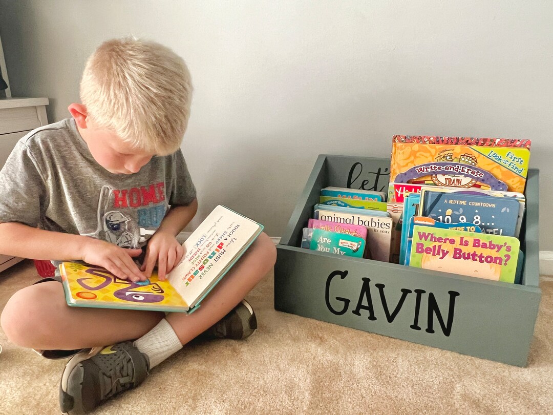 Personalized Children's Library Box, Baby Book Box, Book Storage ...