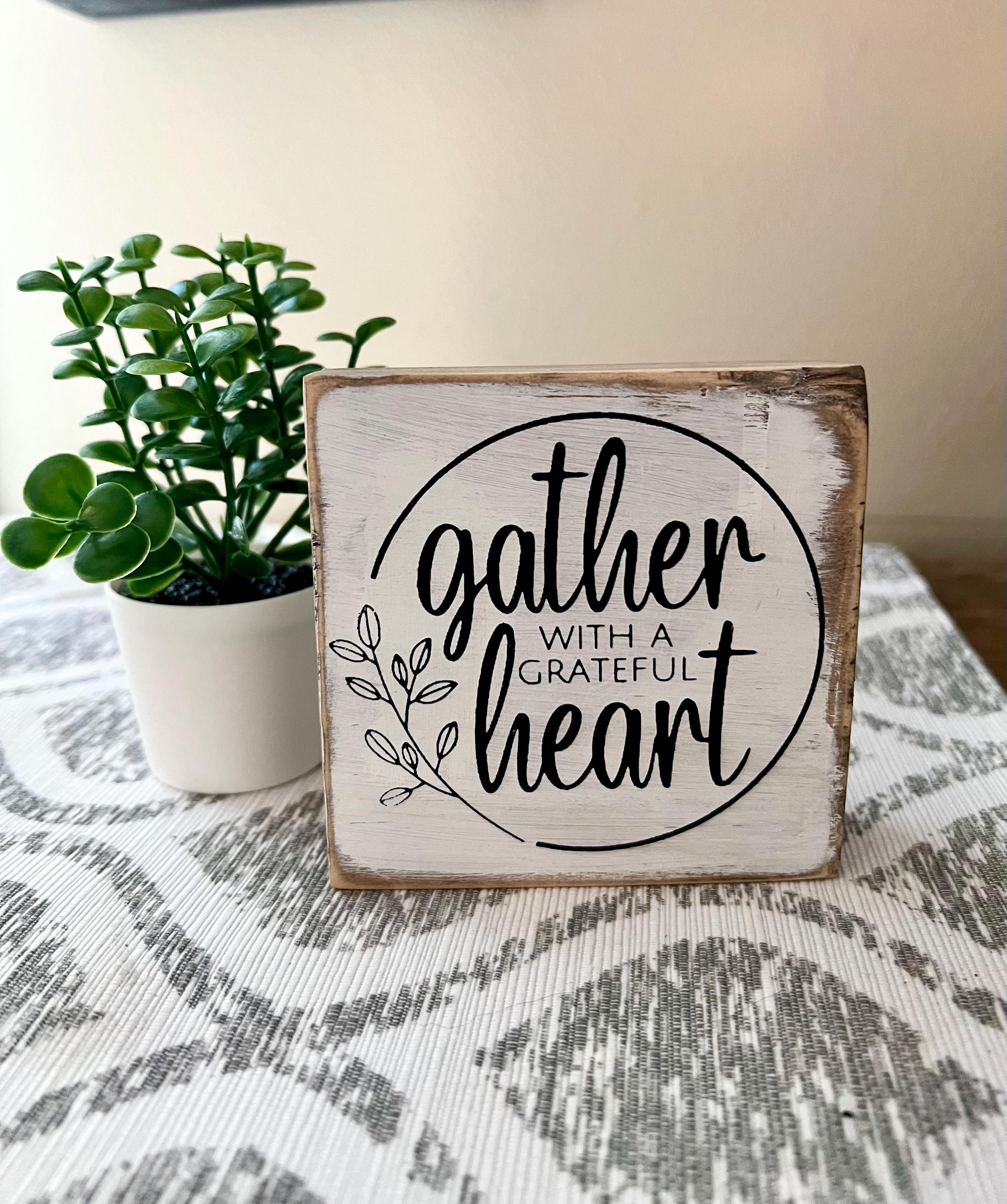 Gather and Be Grateful, Wooden Bible Verse, Bible Verse Small Sign ...