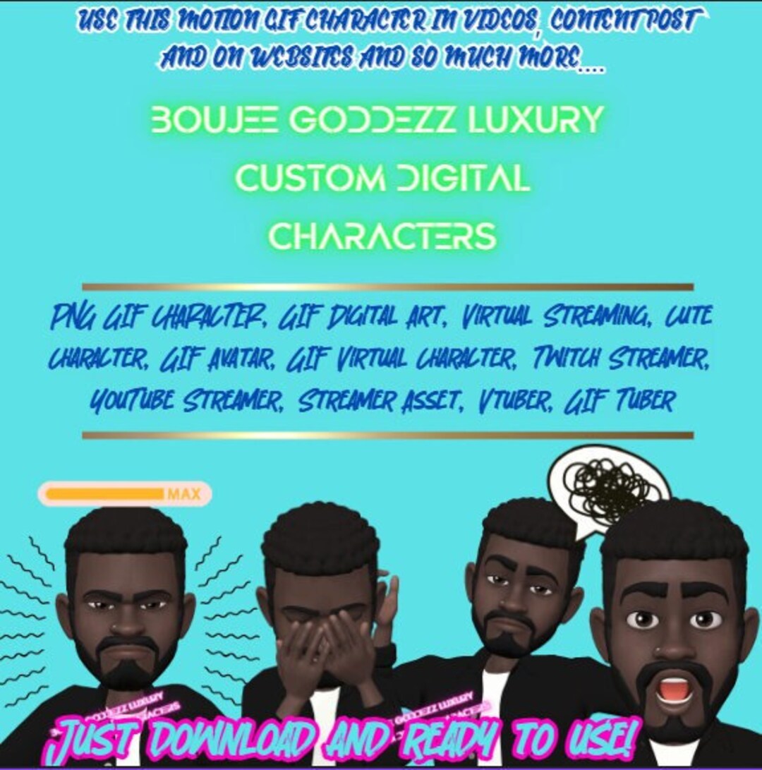 Motion GIF avatars digital: PNG Tuber Blk Guy, Streaming Avatar, OBS ...