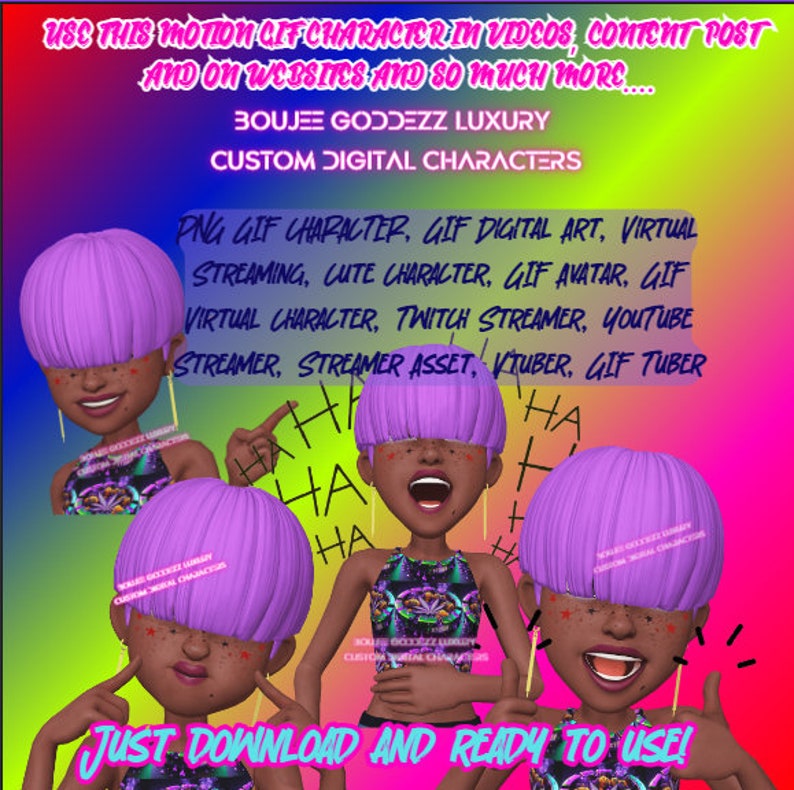 Motion GIF avatars digital: PNG Tuber Emotegirl, Streaming Avatar, OBS ...