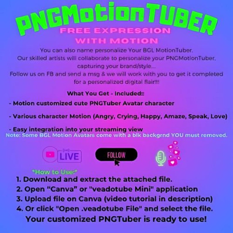 Motion GIF avatars digital: PNG Tuber Emotegirl, Streaming Avatar, OBS ...