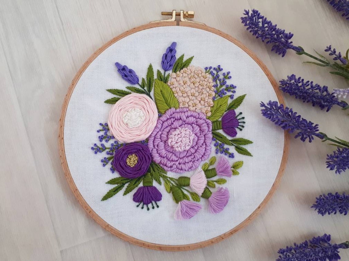 Pdf Embroidery Pattern purple Bouquet Pdf - Etsy