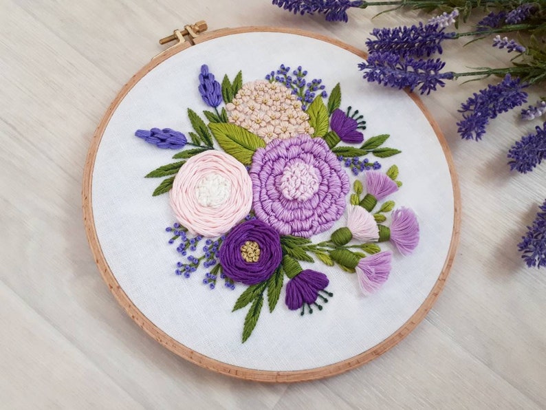 Pdf Embroidery Pattern purple Bouquet Pdf - Etsy