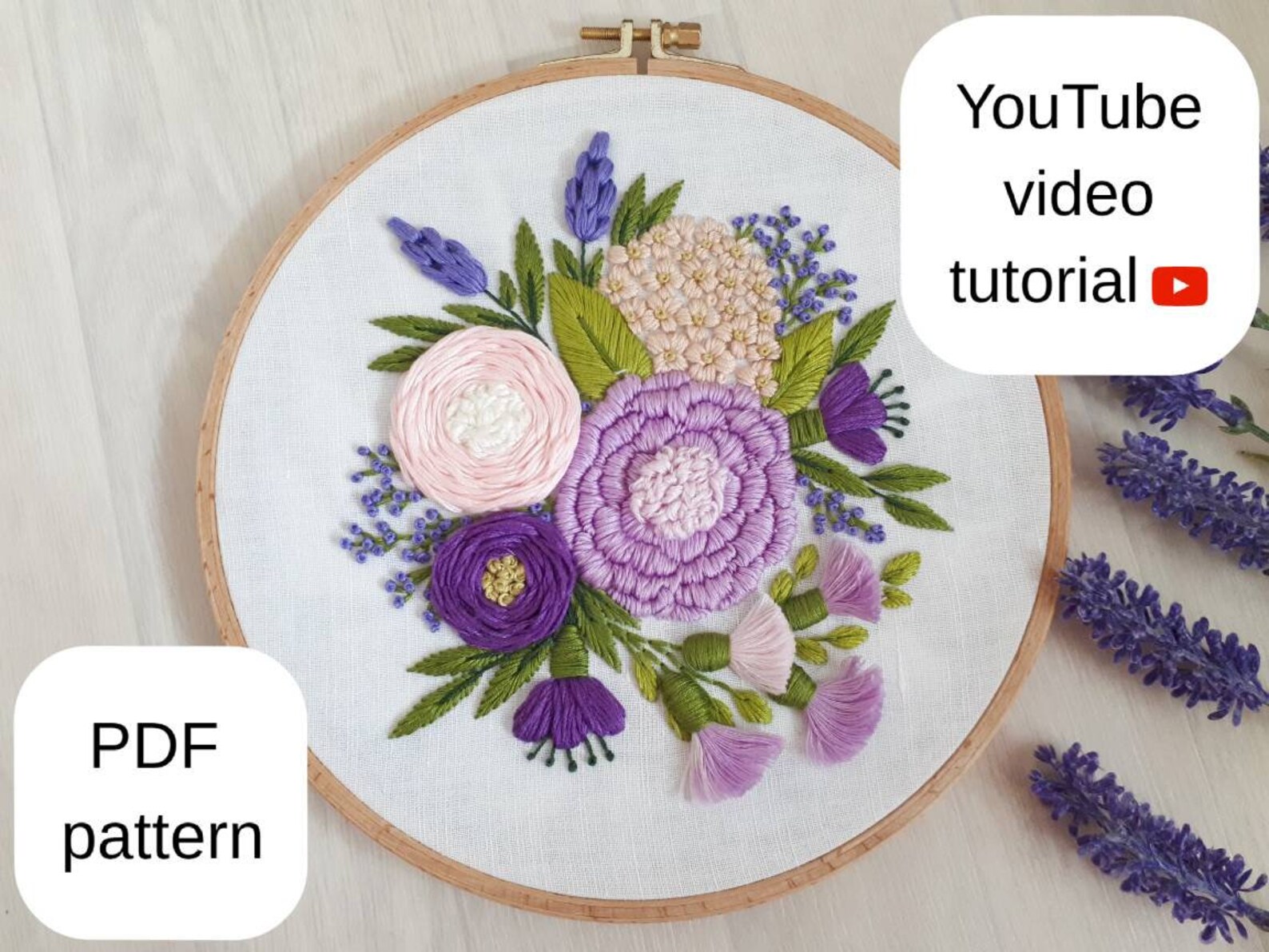 Pdf Embroidery Pattern purple Bouquet Pdf - Etsy