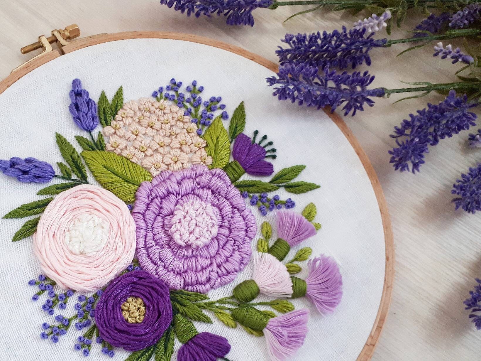 Pdf Embroidery Pattern purple Bouquet Pdf | Etsy