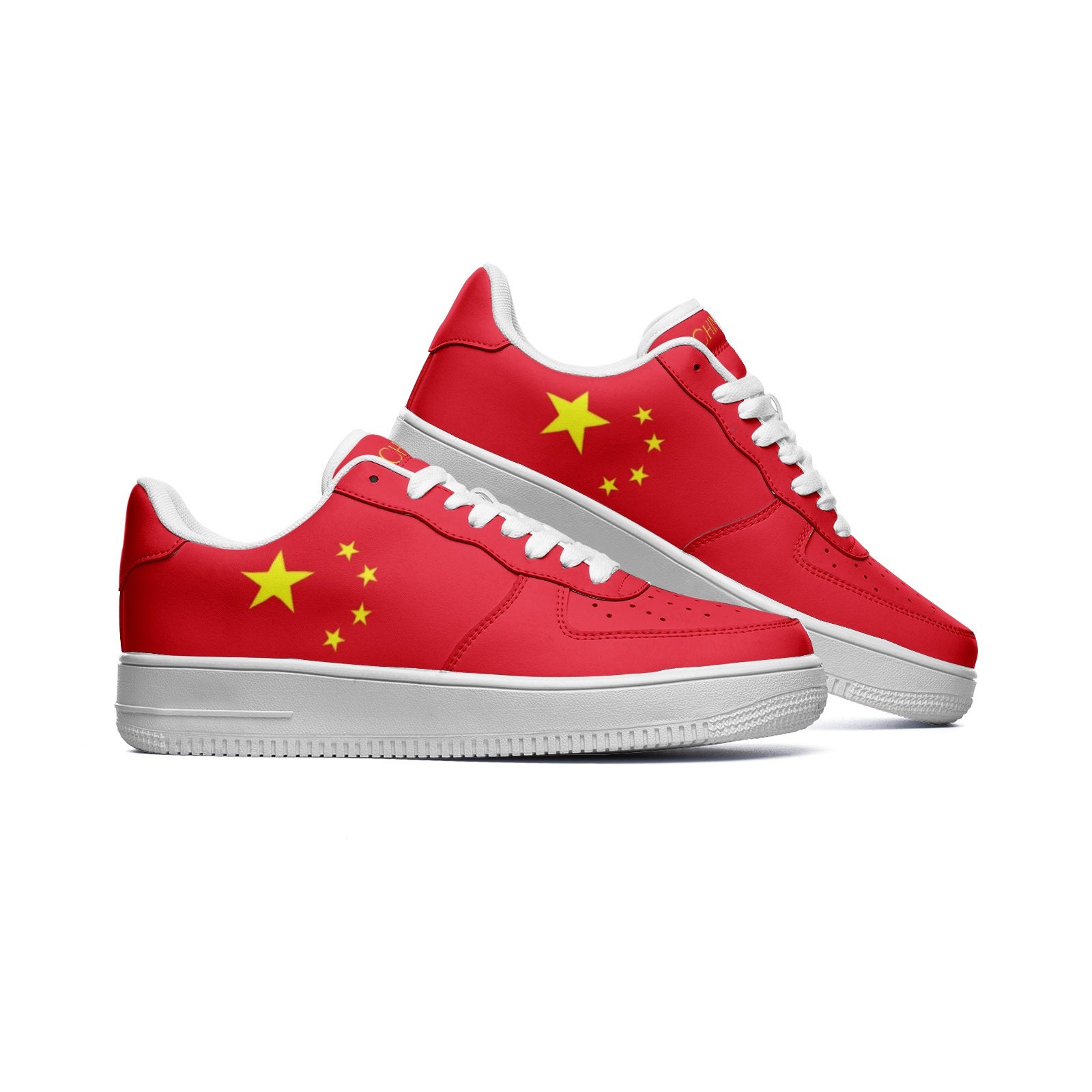 Chinese Flag Shoes for Men & Women Custom Leather China Flag Sneakers ...